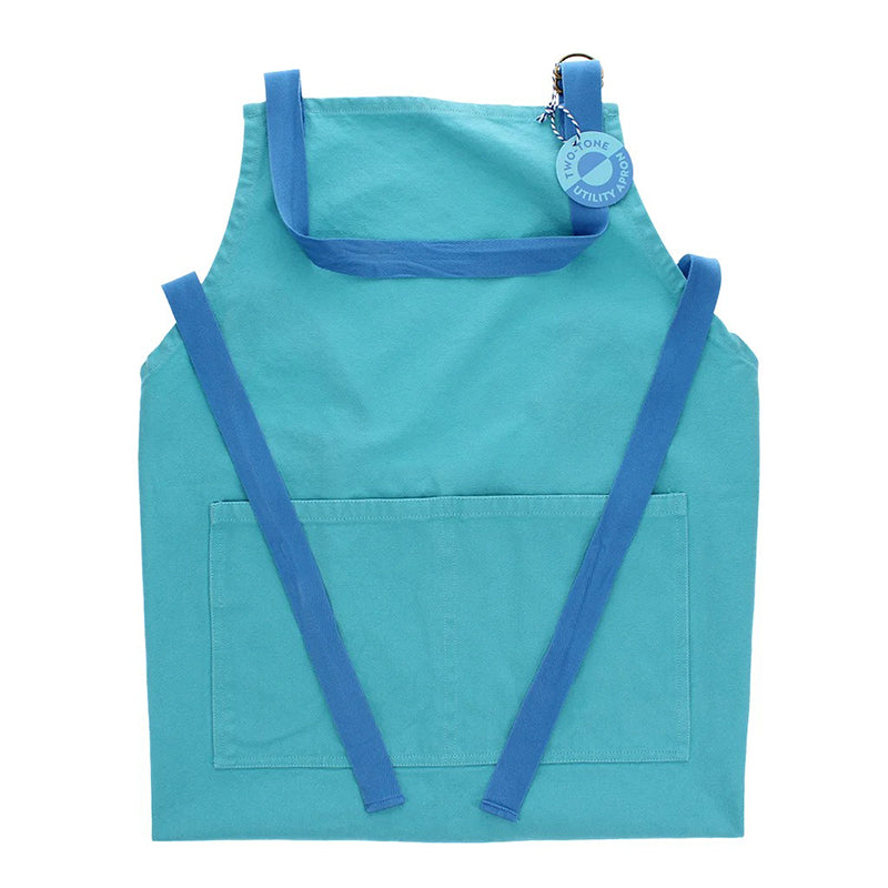 Two-tone Utility Apron in Aqua Blue – National Portrait Gallery Shop
