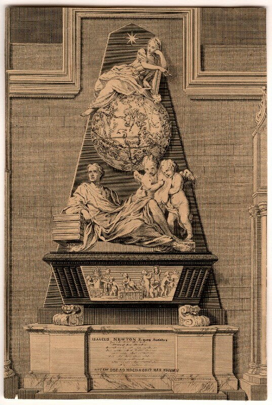 Monument to Sir Isaac Newton in Westminster Abbey Portrait Print ...