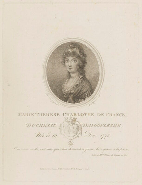 Marie Thérèse Charlotte, duchesse d'Angoulême Portrait Print – National ...